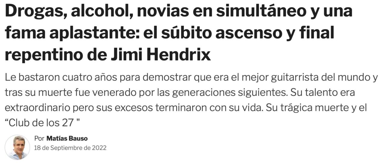 52 años sin Jimi Hendrix, una leyenda que nos dejó el 18 de septiembre ...